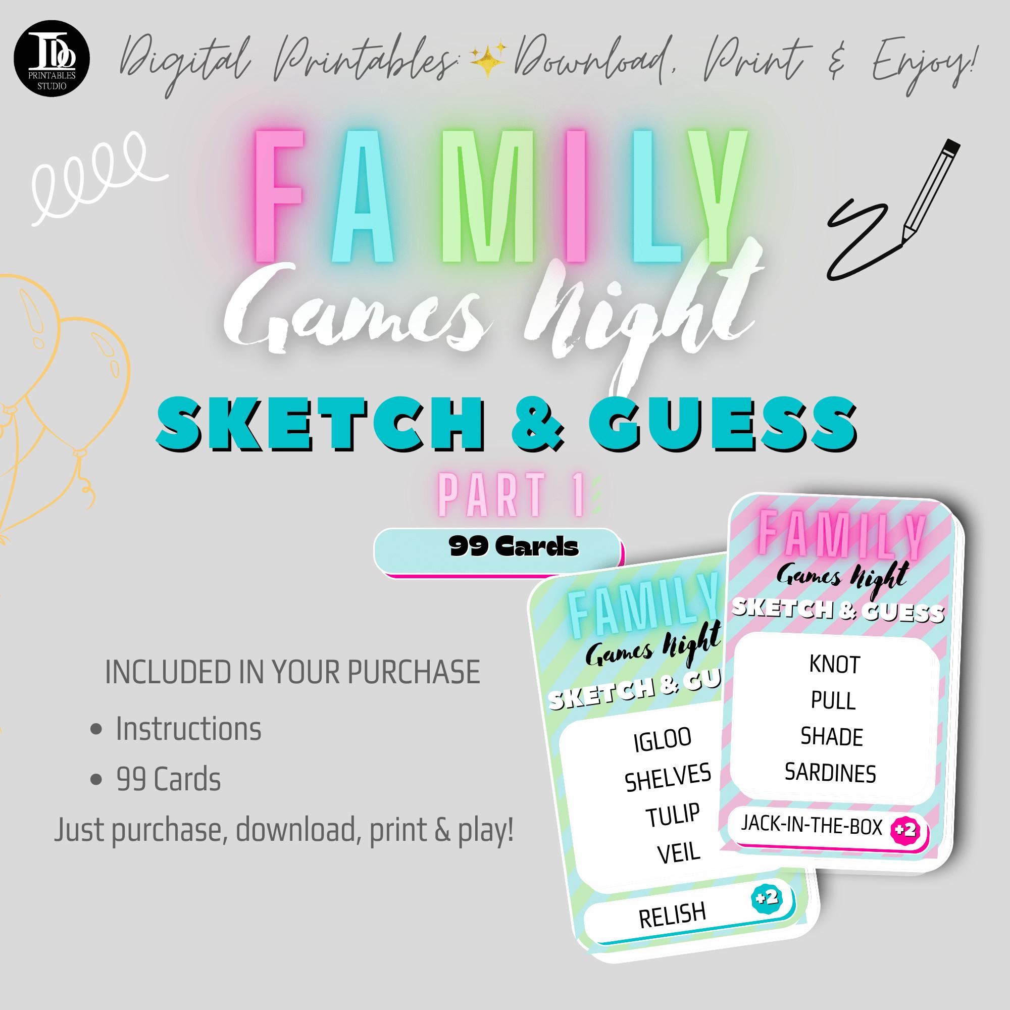 Family Games Night Printable Game Cards | Gift for Family | Holiday ...