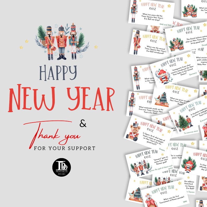 New Year Party Quiz Cards | New Year's Eve Party | New Year's Eve Quiz ...