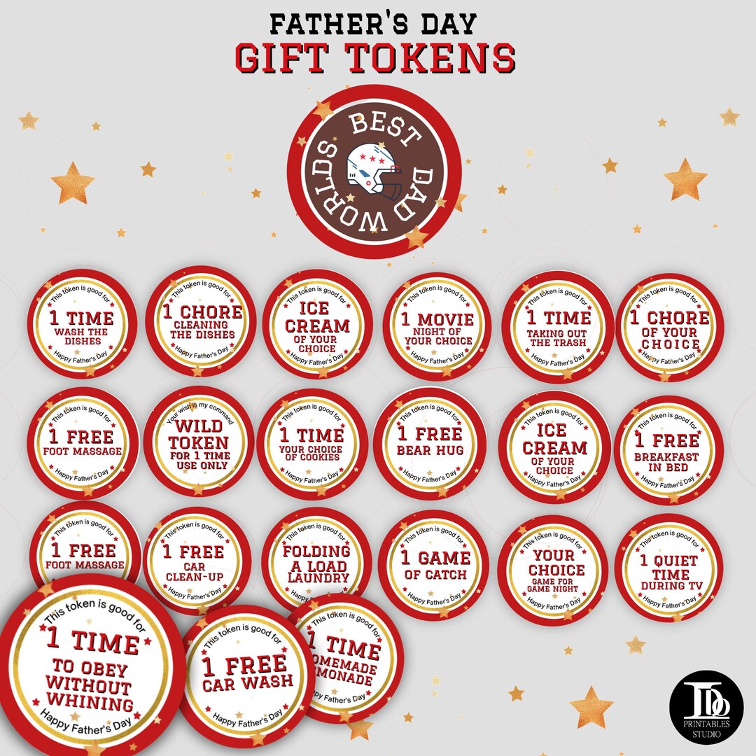 Father's Day Gift Tokens / Father Day Coupons / Father's Day Printable ...