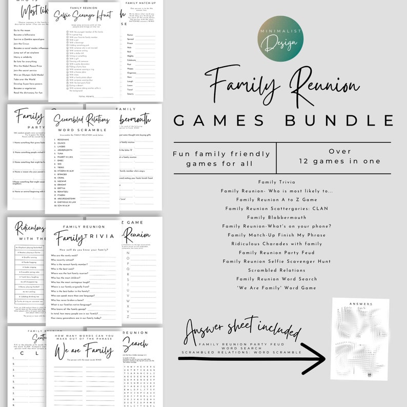 Family Reunion Games Bundle for Adults and Kids | Fun Family Party ...