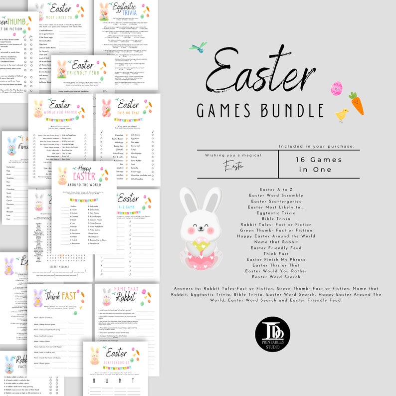 Printable Easter Bunny Games for Family Funny Spring Activities for ...