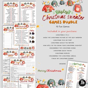 Ugly Sweater Christmas Party Games Bundle | Printable Office Holiday ...