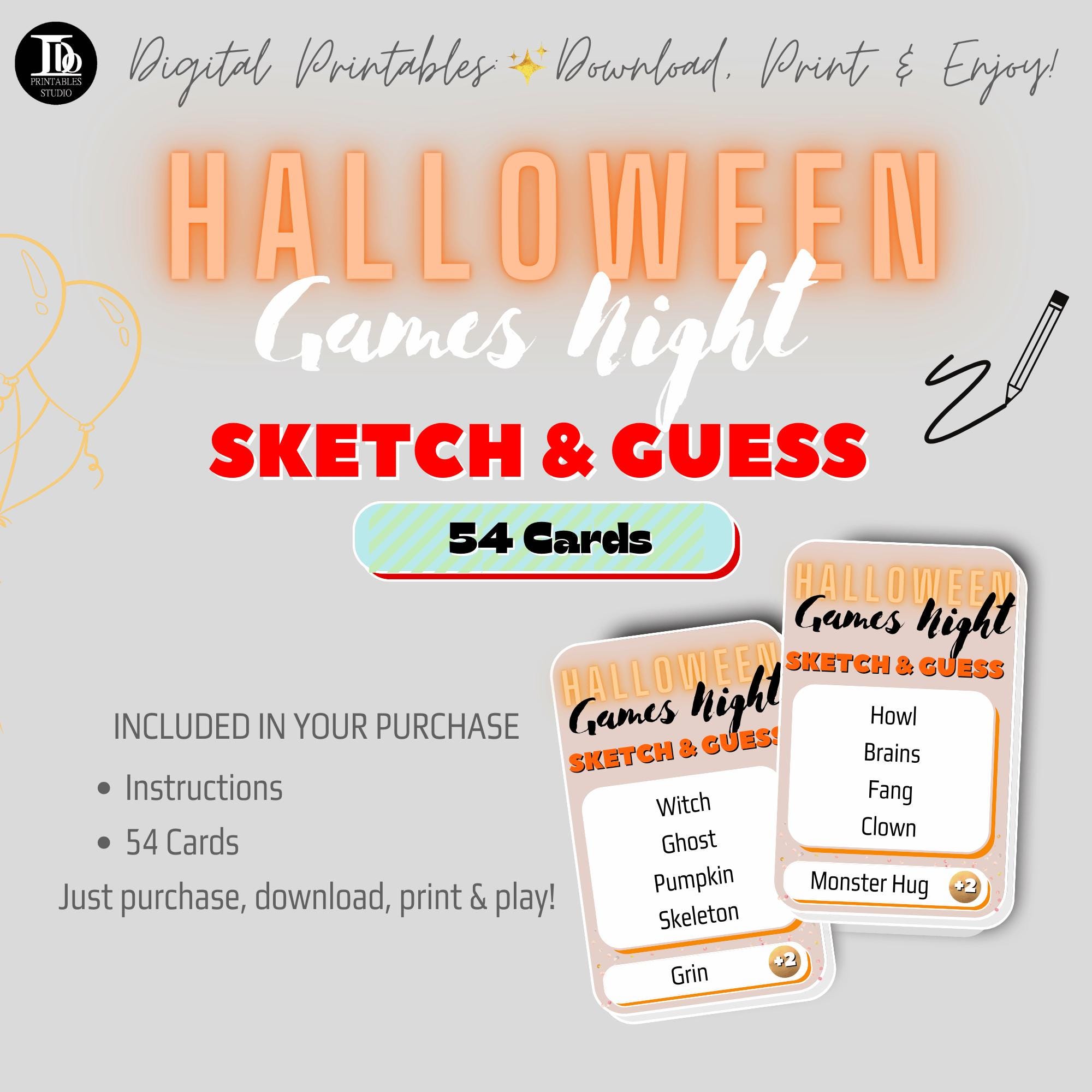 Halloween Games Night Game Cards | Family Reunion Printable Activity ...