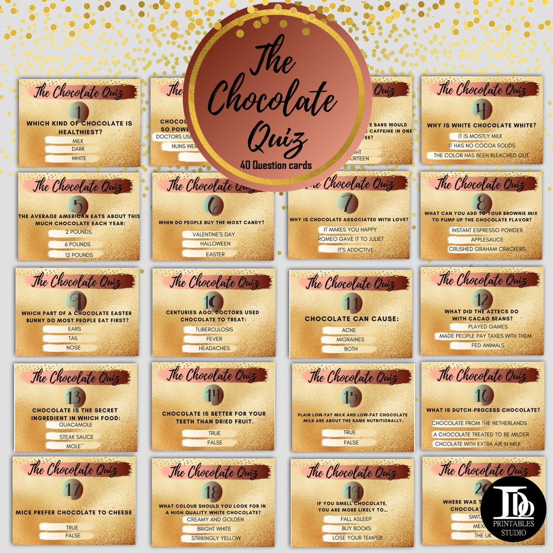 Chocolate Quiz / Questions and Answers Cards / Trivia Night / - Etsy UK