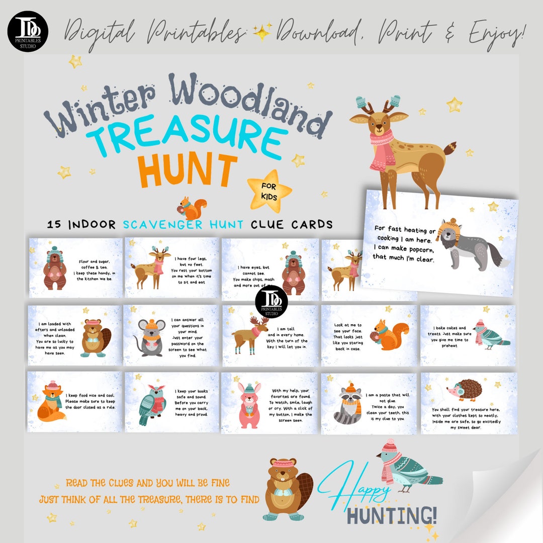 Winter Woodland Treasure Hunt for Kids | Printable Scavenger Hunt ...