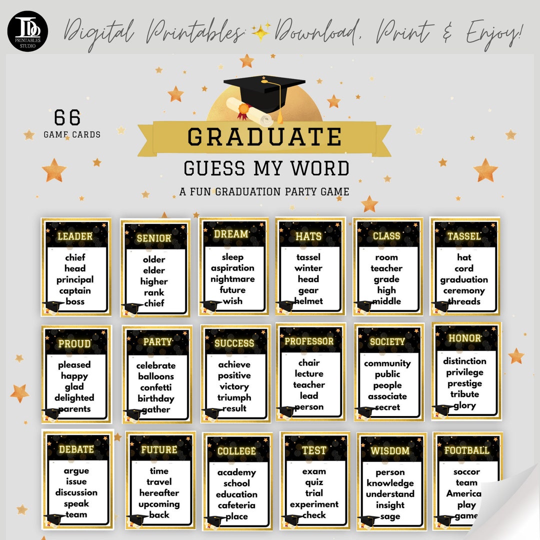 Graduation Word Game Graduation Party Game Fun Printable Game for the ...