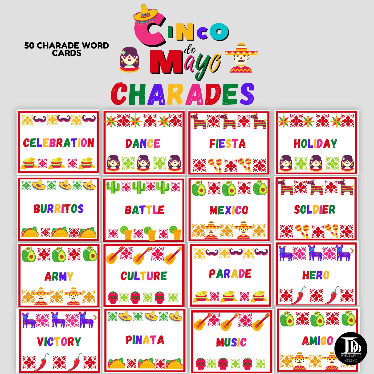 Cinco De Mayo Charade Cards/ Kids Activity Game/ Family - Etsy
