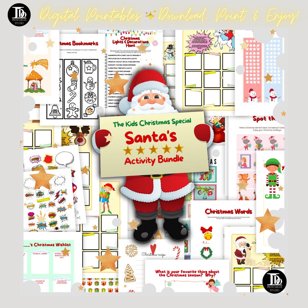 Santa's Activity Bundle | Printable Christmas Activity Bundle for Kids ...