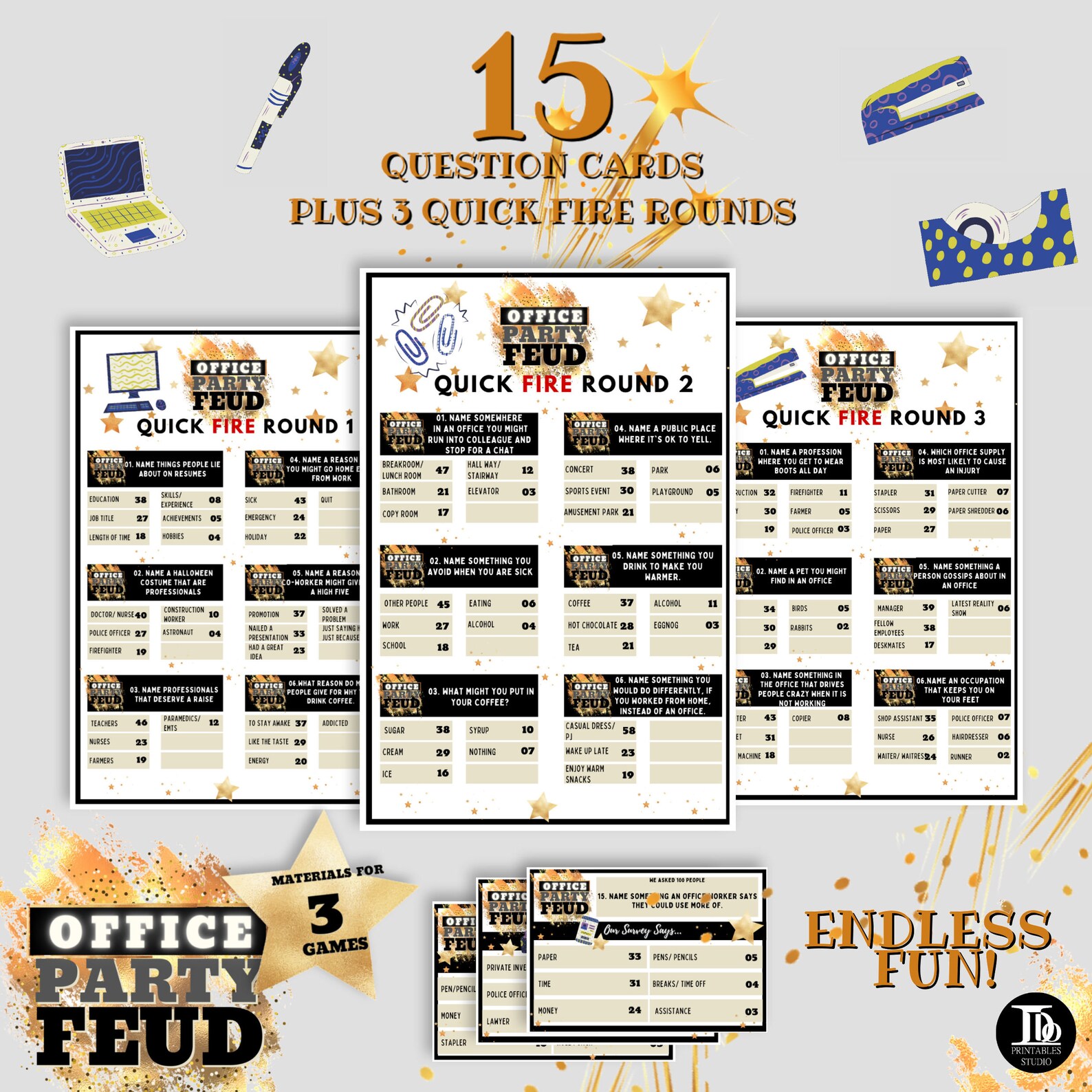 Office Party Feud Game | Printable Team Building Group Office Game ...