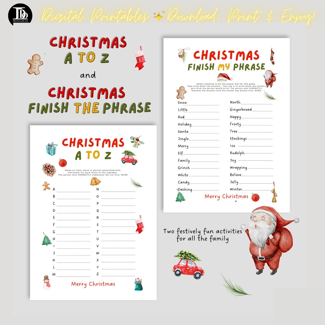 Christmas A to Z Word Game | Finish My Phrase | Christmas Family Games ...