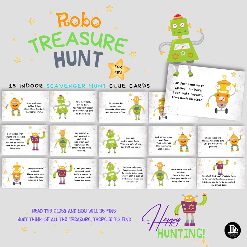 Robot Themed Birthday Game for Kids Robot Treasure Hunt Clue - Etsy