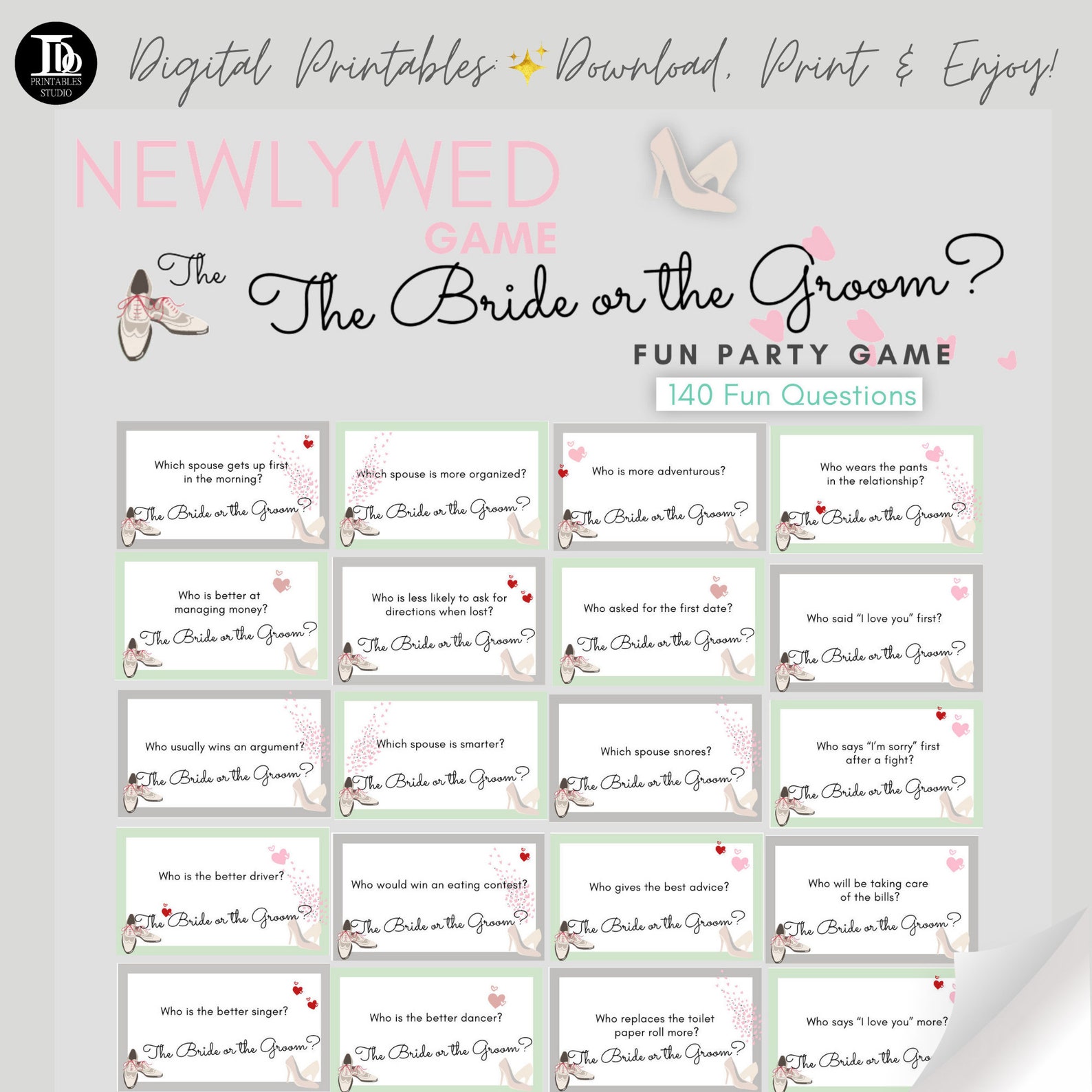 Fun Newlywed Game for Wedding Reception / Wedding Party Activity / the ...
