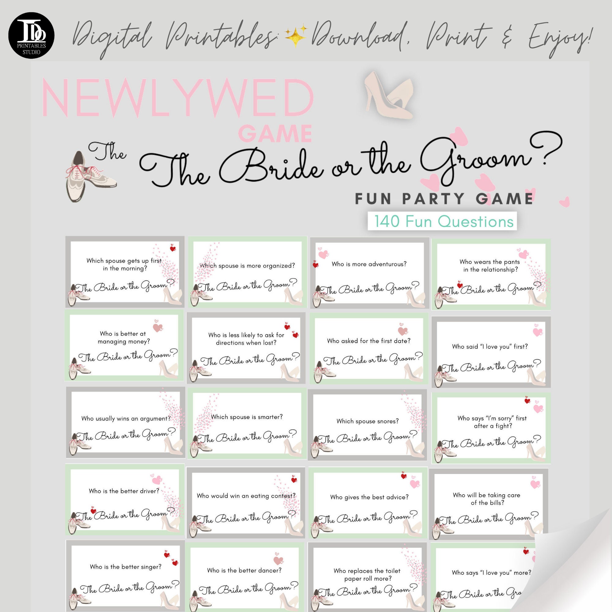 Fun Newlywed Game for Wedding Reception / Wedding Party Activity / the ...