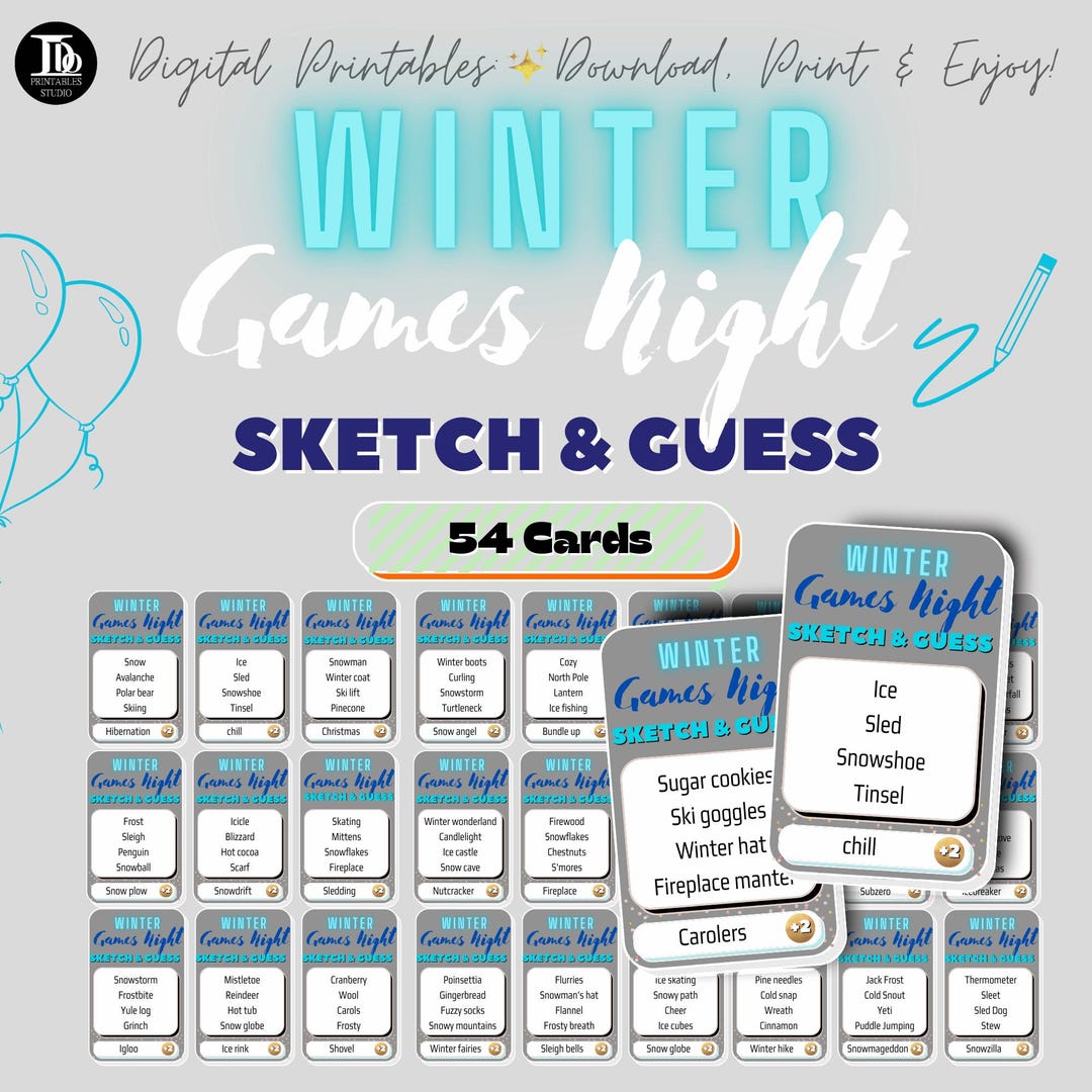 Winter Games Night Game Cards | Family Reunion Printable Activity ...