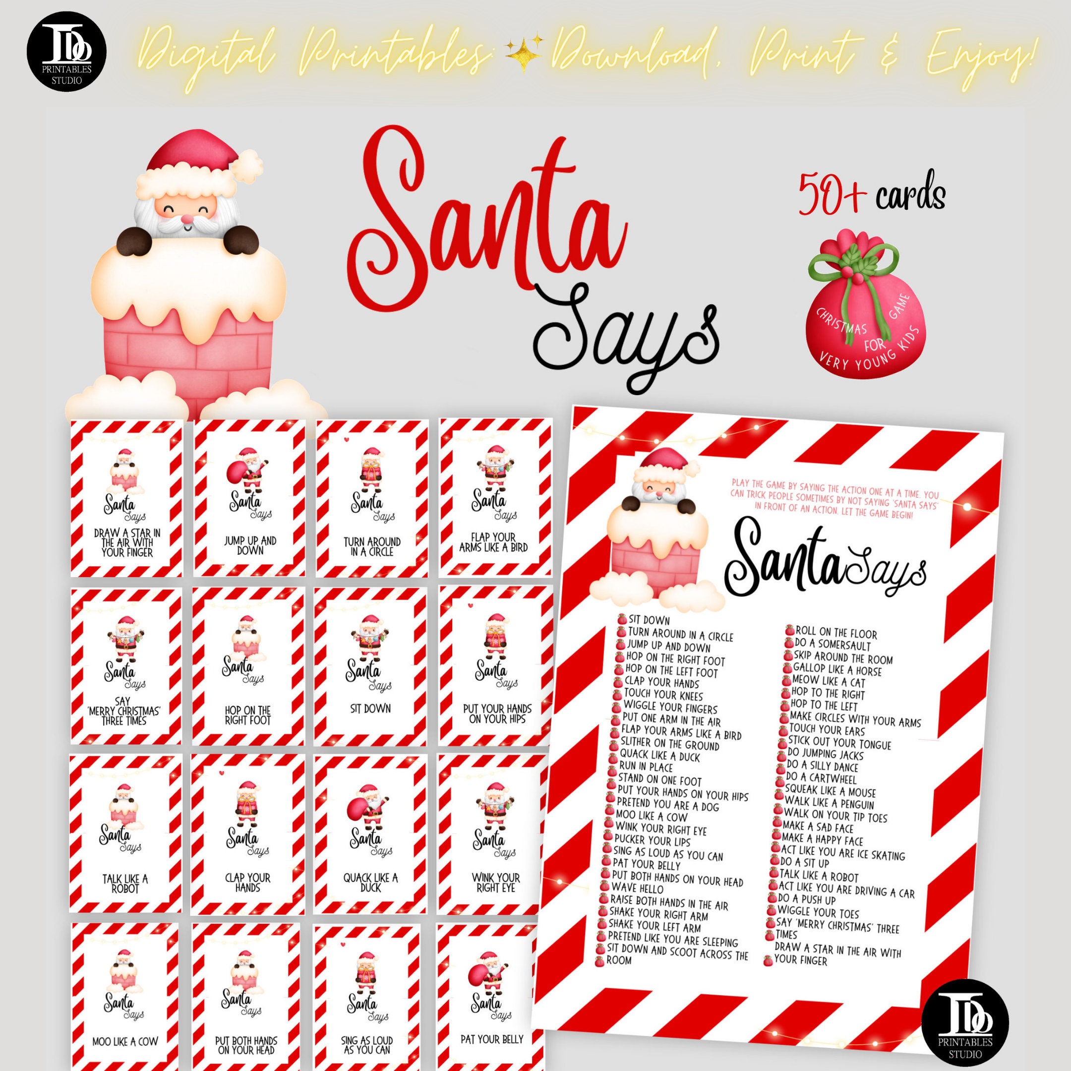 Christmas Printable 'santa Says' Game for Kids | Simon Says | Holiday ...