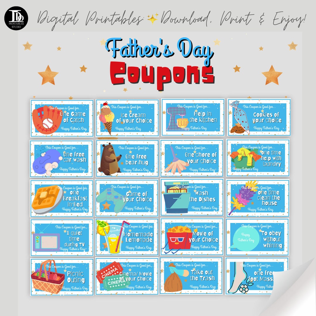 Printable Father's Day Coupons / Coupons for Dad / Father's Day Gift ...