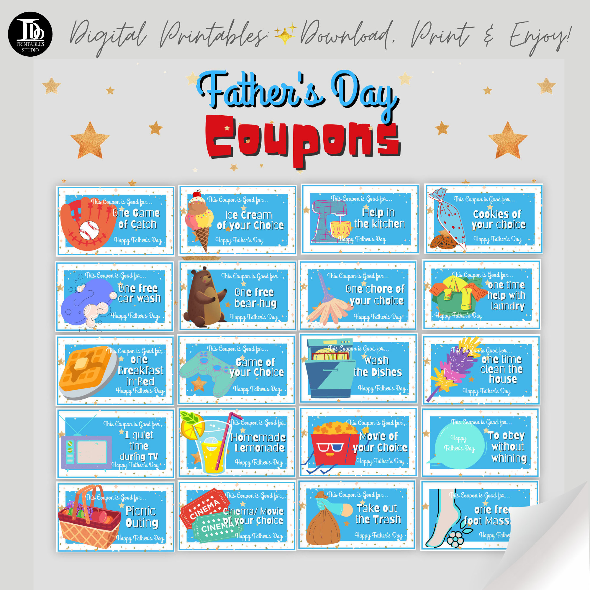 Printable Father's Day Coupons / Coupons for Dad / Father's Day Gift ...