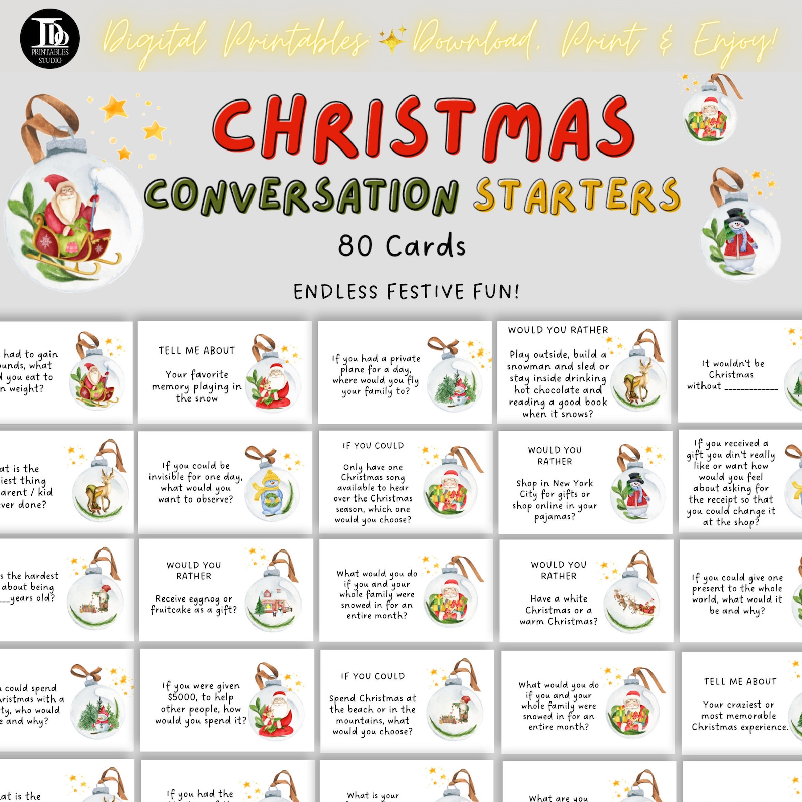 Christmas Conversation Cards | Family Friendly Conversation Starter ...