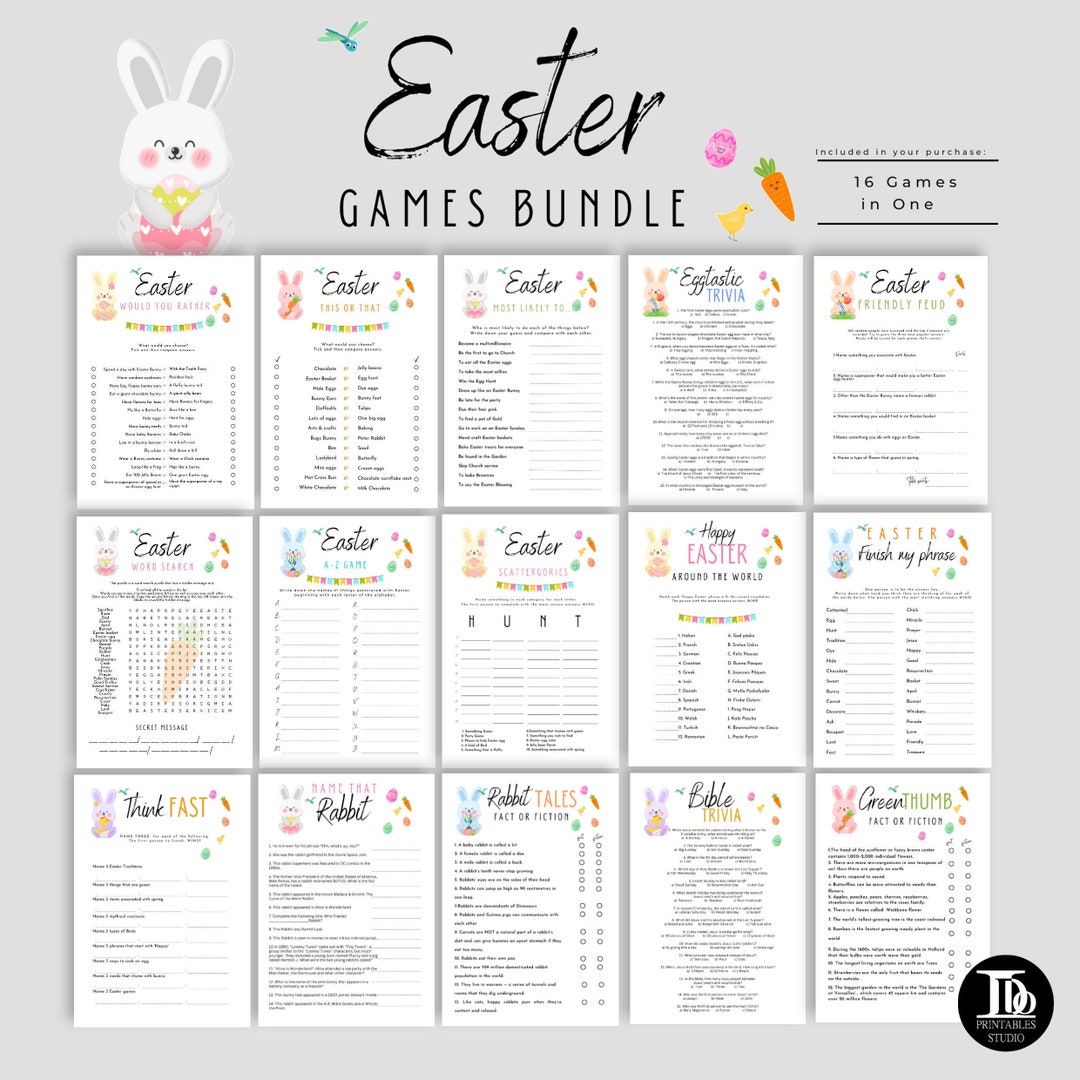 Printable Easter Bunny Games for Family Funny Spring - Etsy UK