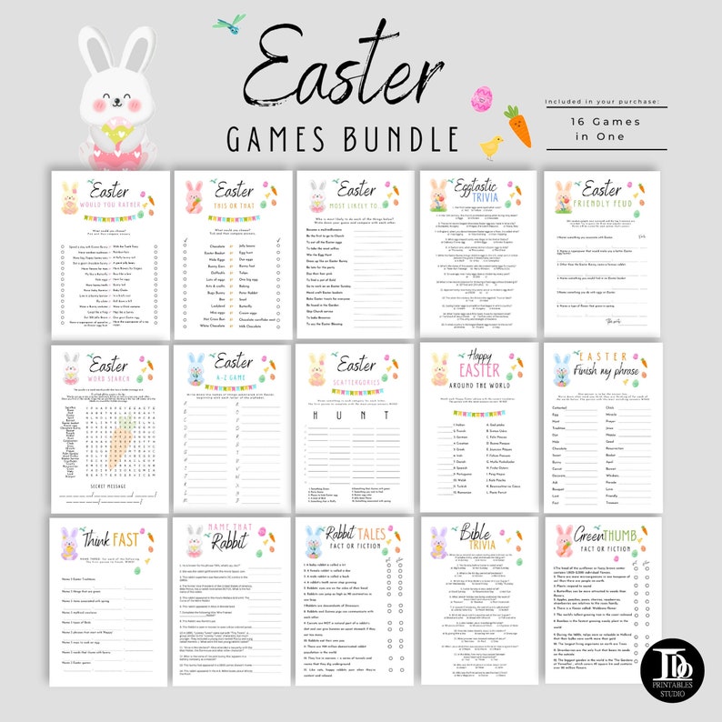 Printable Easter Bunny Games for Family Funny Spring - Etsy UK