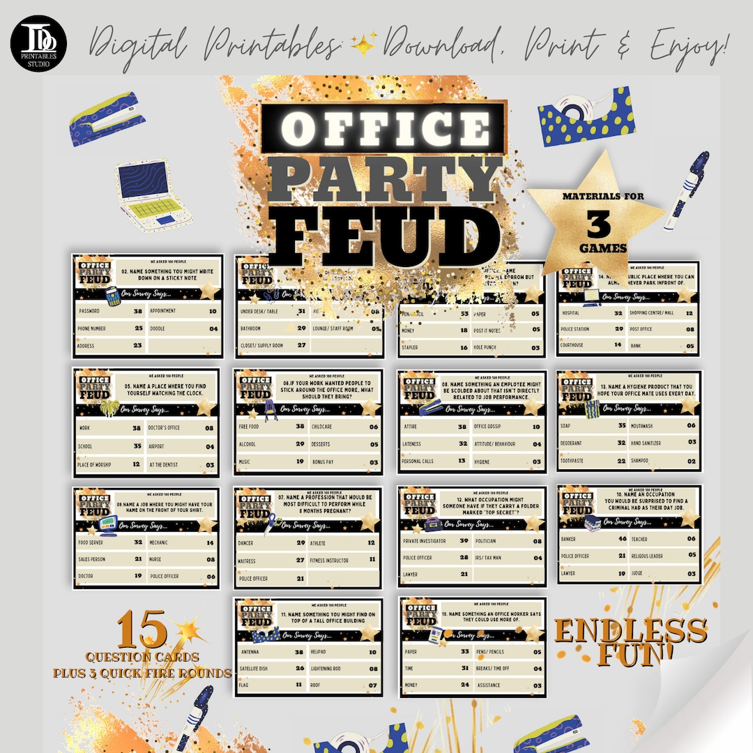 Office Party Feud Game | Printable Team Building Group Office Game ...