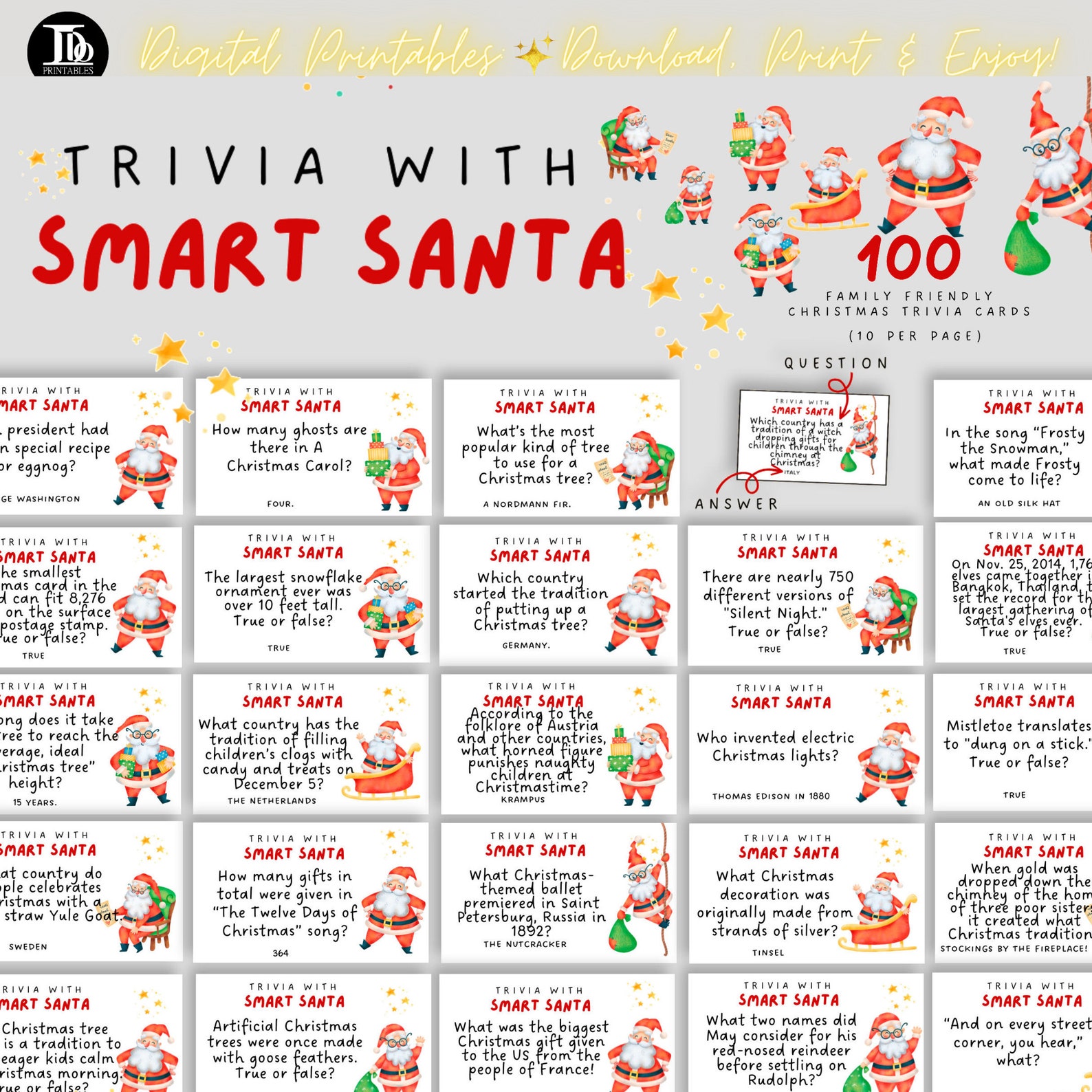 100 Trivia With Smart Santa Cards | Family Friendly Quiz Night ...