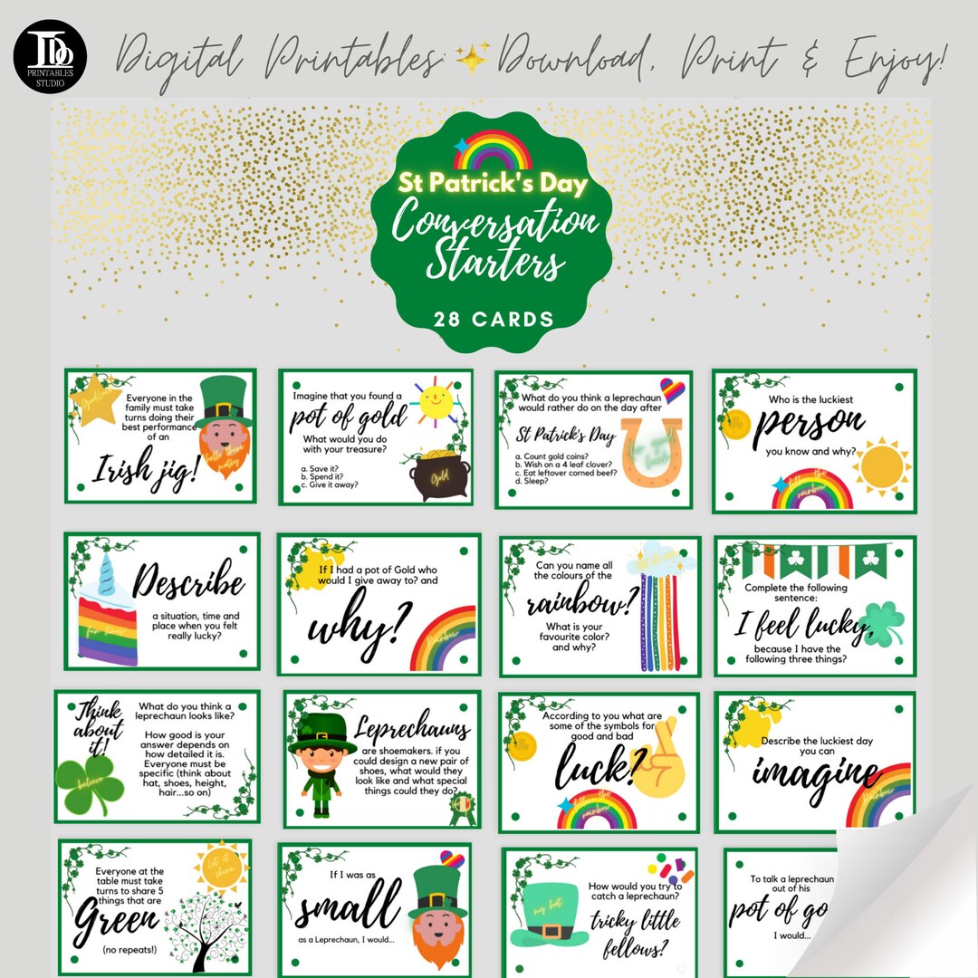 St Patrick's Day Conversation Cards / St Patrick's Day Activities / St ...