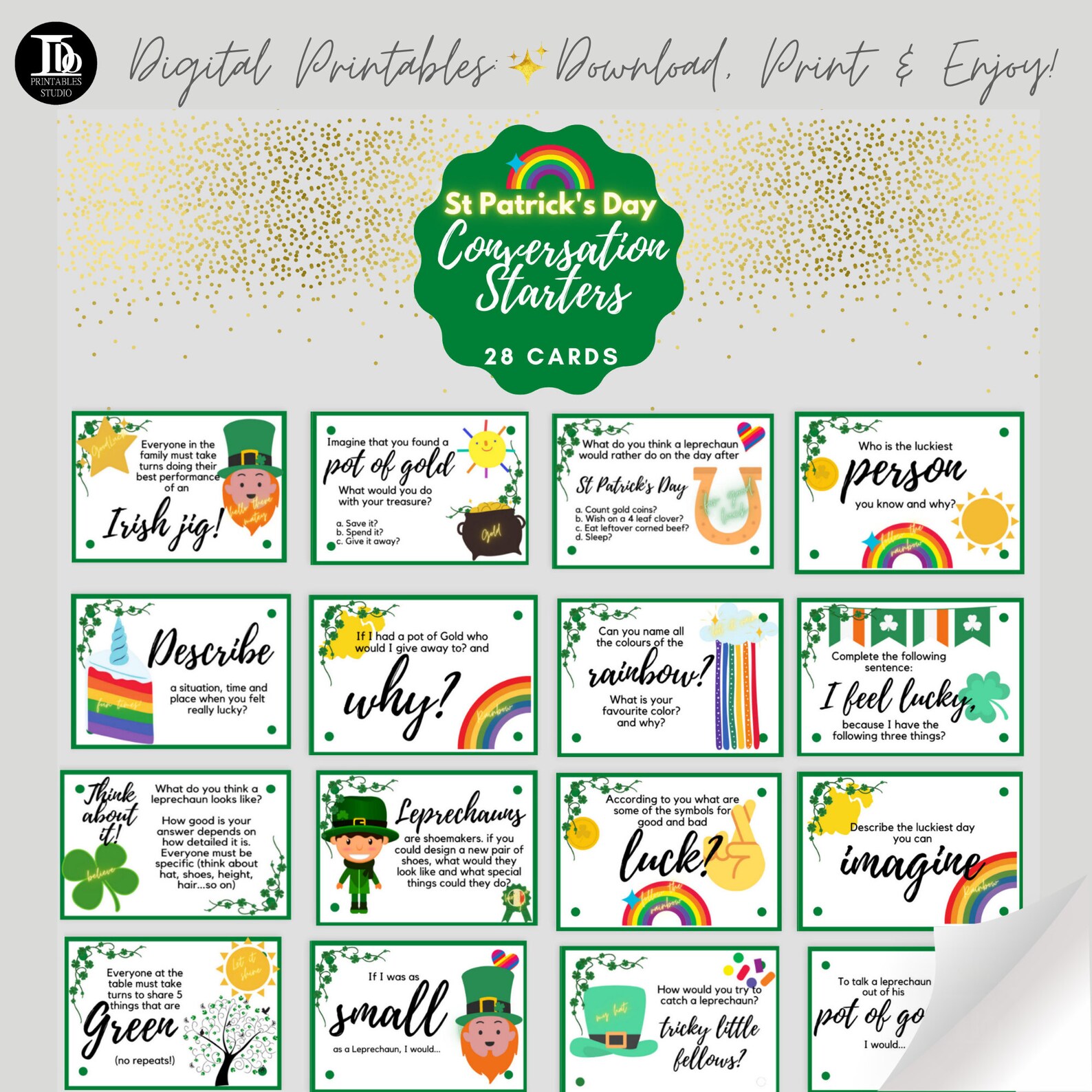 St Patrick's Day Conversation Cards / St Patrick's Day Activities / St ...