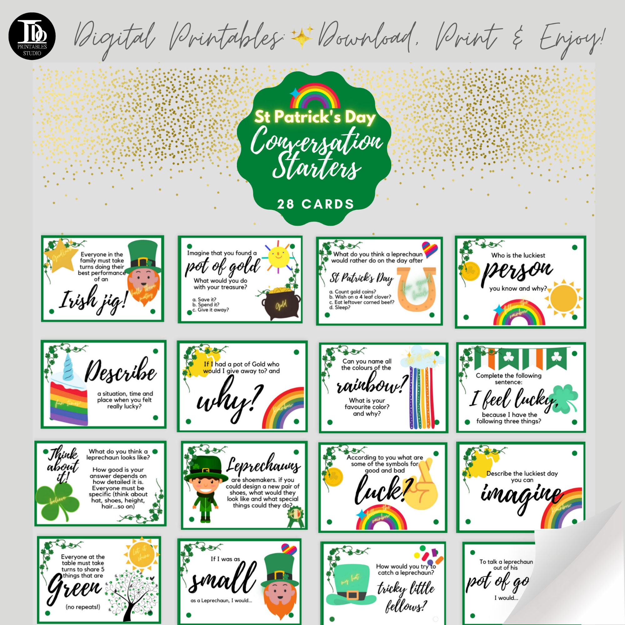 St Patrick's Day Conversation Cards / St Patrick's Day Activities / St ...