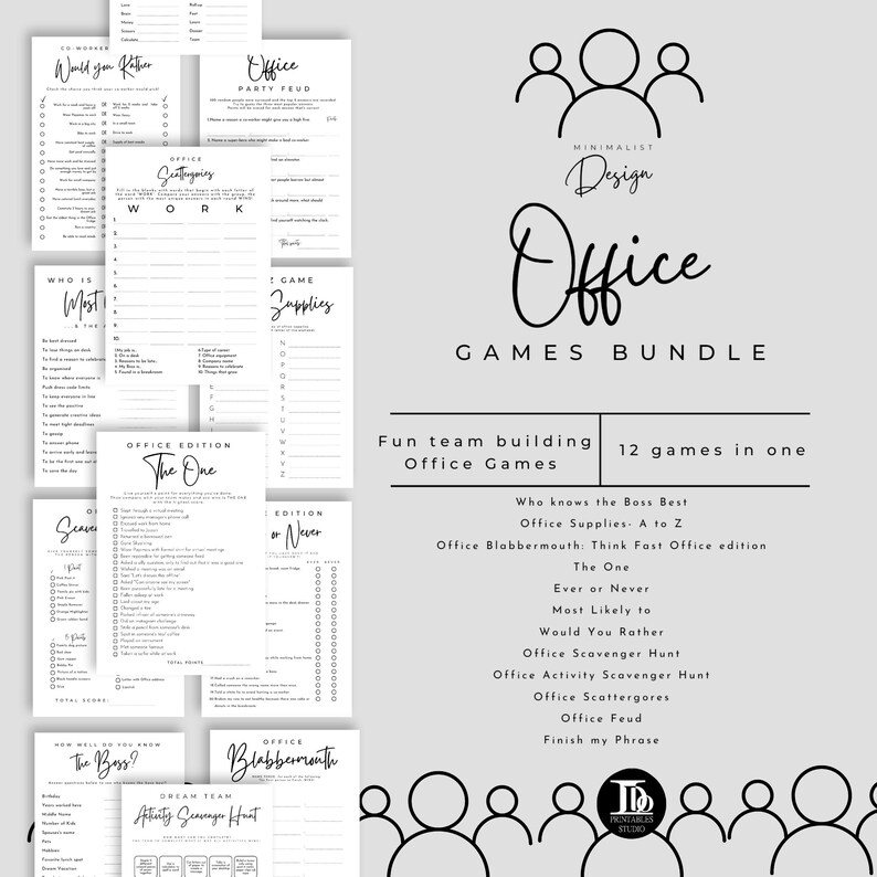 Office Party Games Bundle | Printable Team Building Icebreaker Games ...