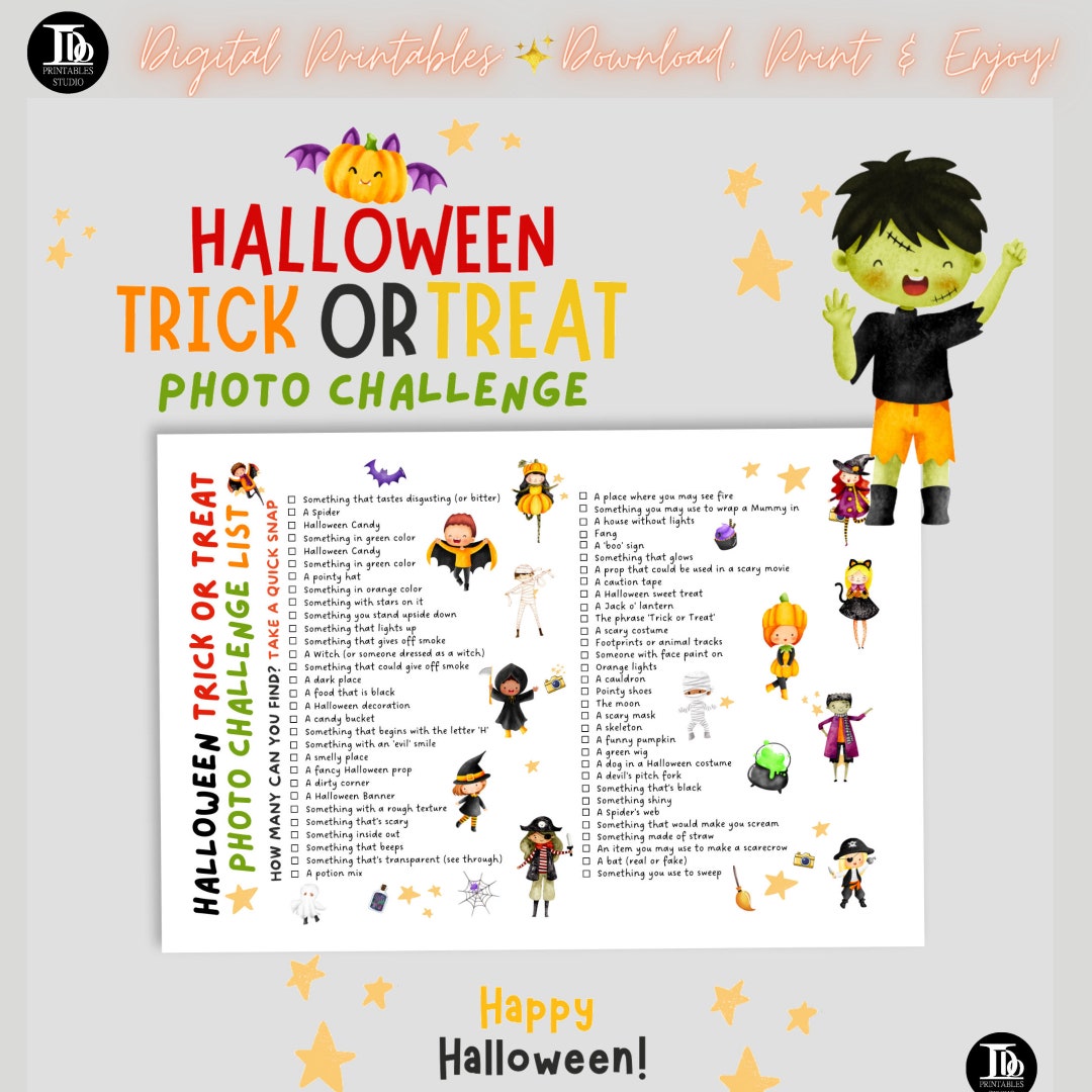 Printable Halloween Trick or Treat Photo Challenge Activity Sheet ...