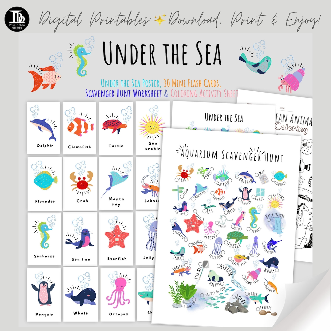 Under the Sea Scavenger Hunt Bundle | Kids Day Out Aquarium Scavenger ...