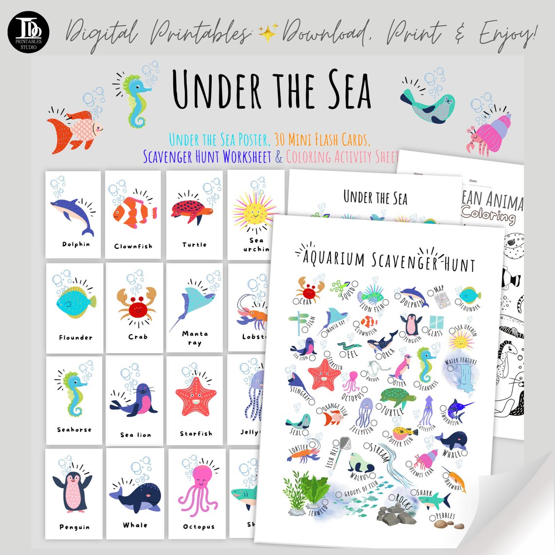 Under the Sea Scavenger Hunt Bundle Kids Day Out Aquarium Scavenger ...