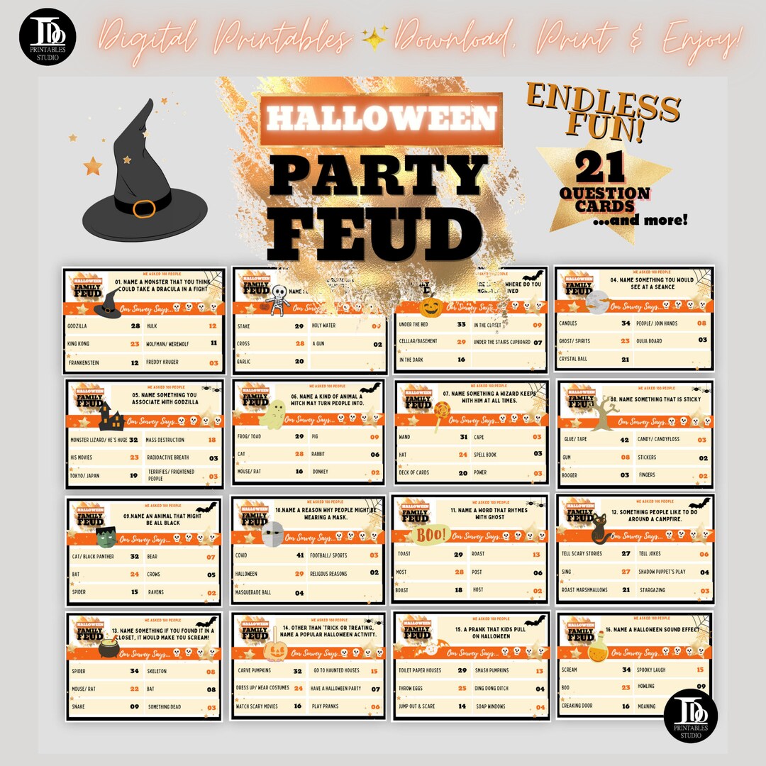 Horror Movies Halloween Friendly Feud Game,halloween Feud Game ...