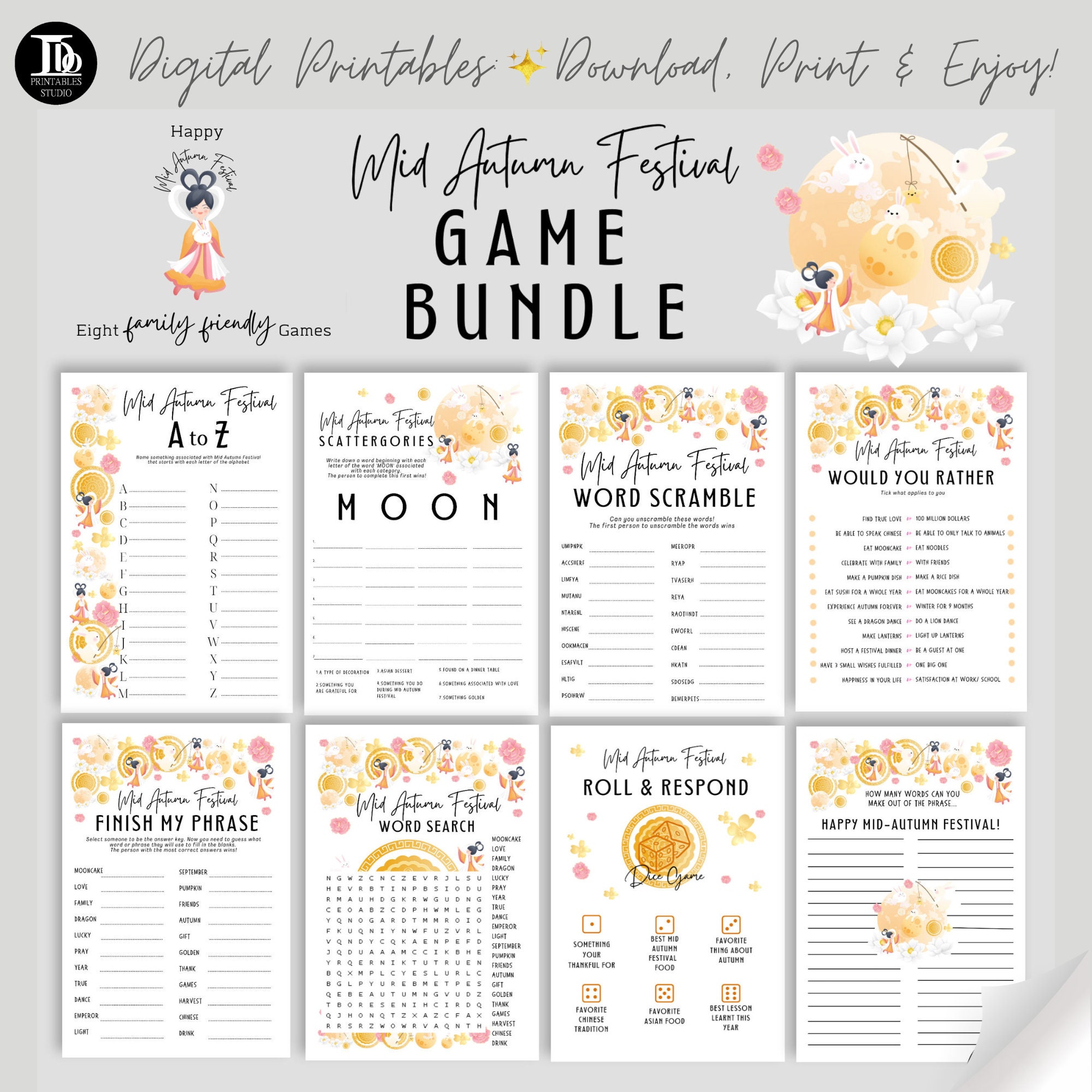 Mid Autumn Festival Games Bundle | Moon Festival Activity Sheets ...