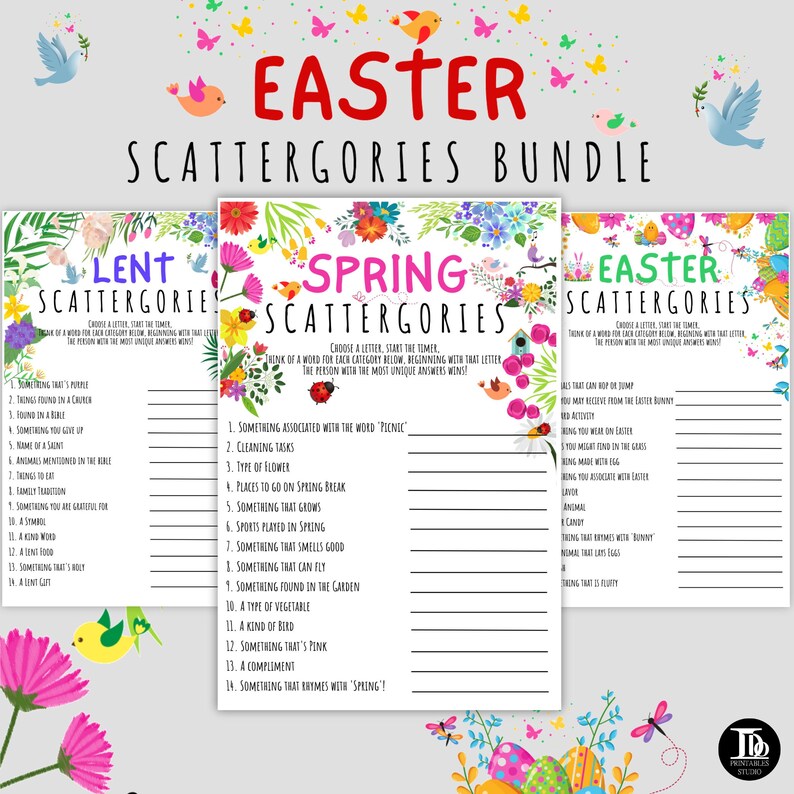 Easter Family Scattergories Bundle Lent Scattergories - Etsy