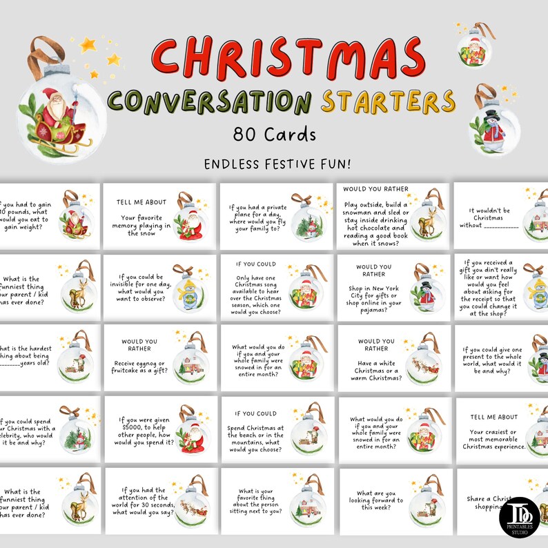Christmas Conversation Cards Family Friendly Conversation - Etsy