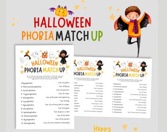Halloween Phobia Match up Game Halloween Trivia Halloween - Etsy