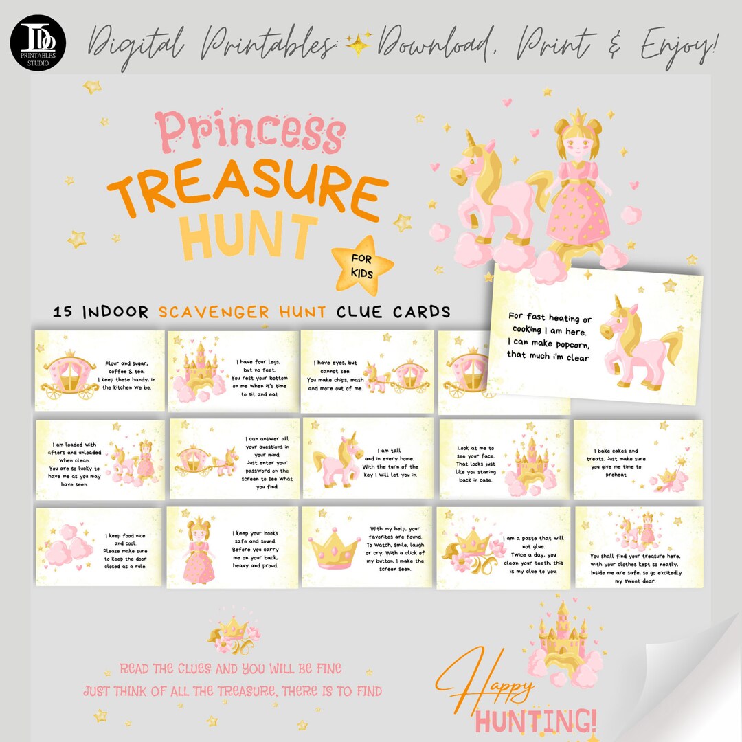 Princess Treasure Hunt Clue Cards | Fairy Tale Sleepover Game | Girls ...