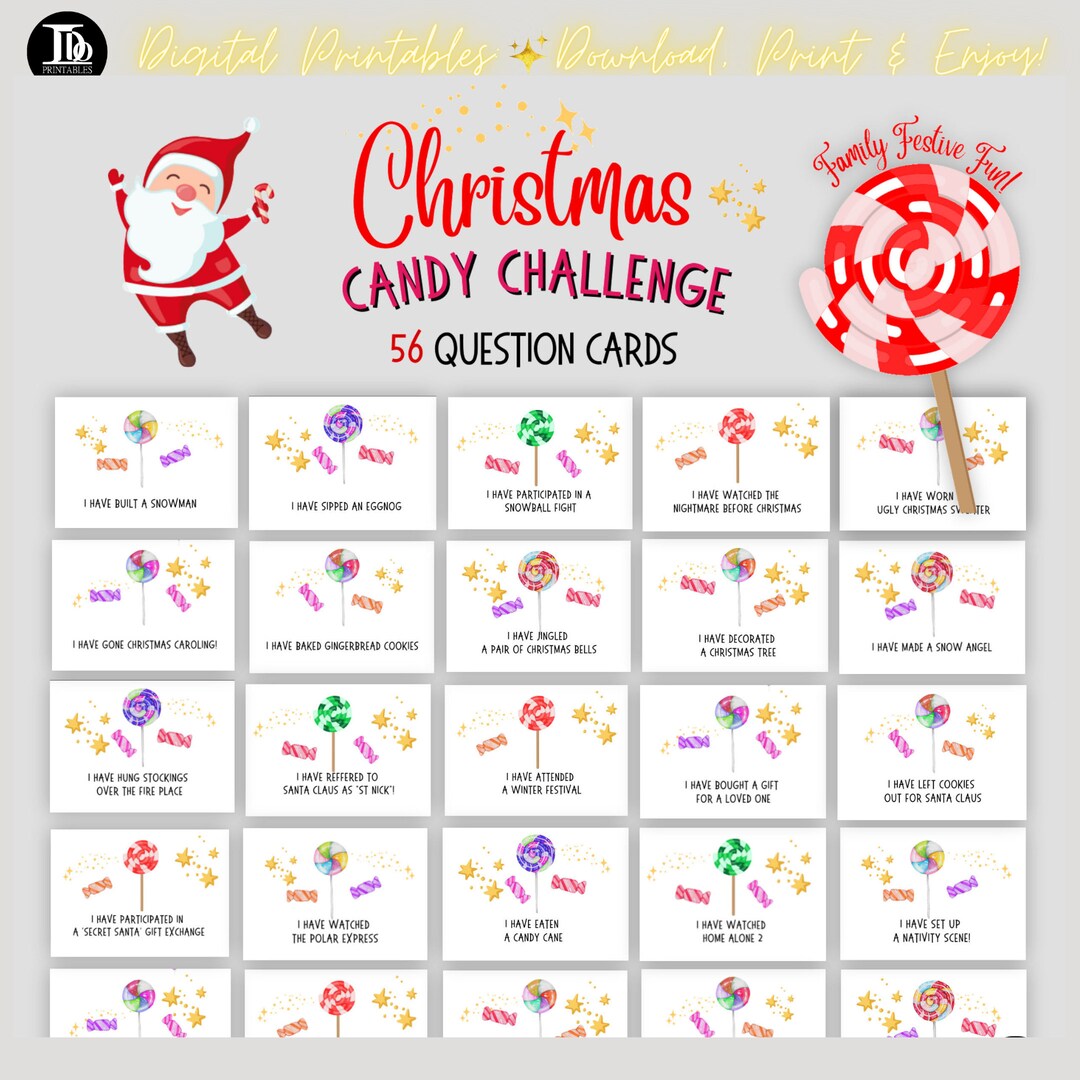 Christmas Candy Challenge Family Game Cards | Holiday Candy Game ...