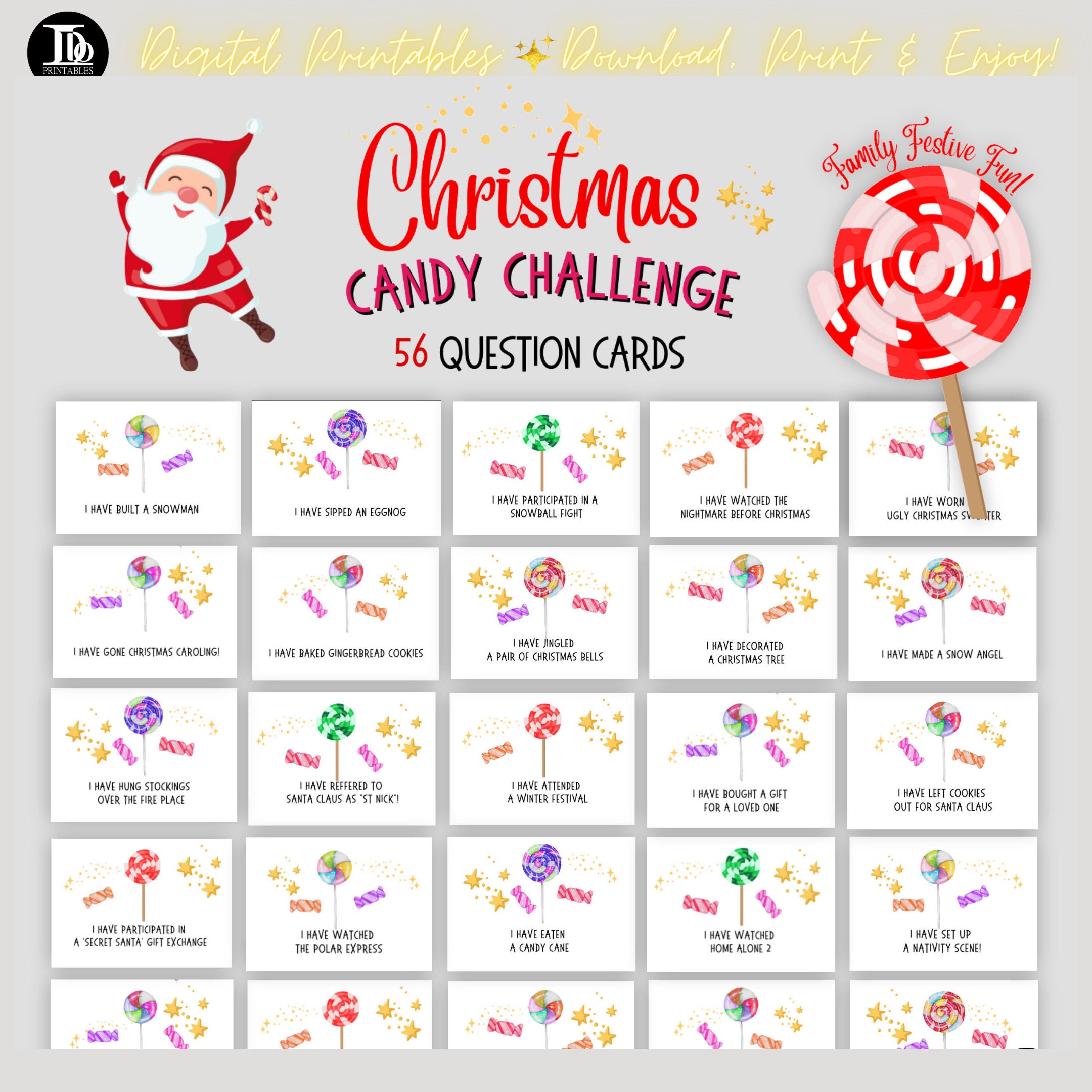 Christmas Candy Challenge Family Game Cards | Holiday Candy Game ...