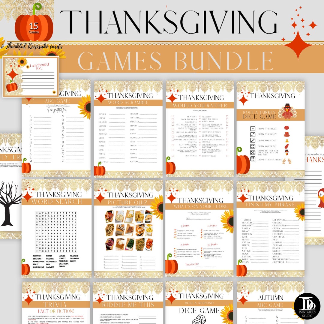 Thanksgiving Games Bundle / Autumn Fall Party Games / Family - Etsy