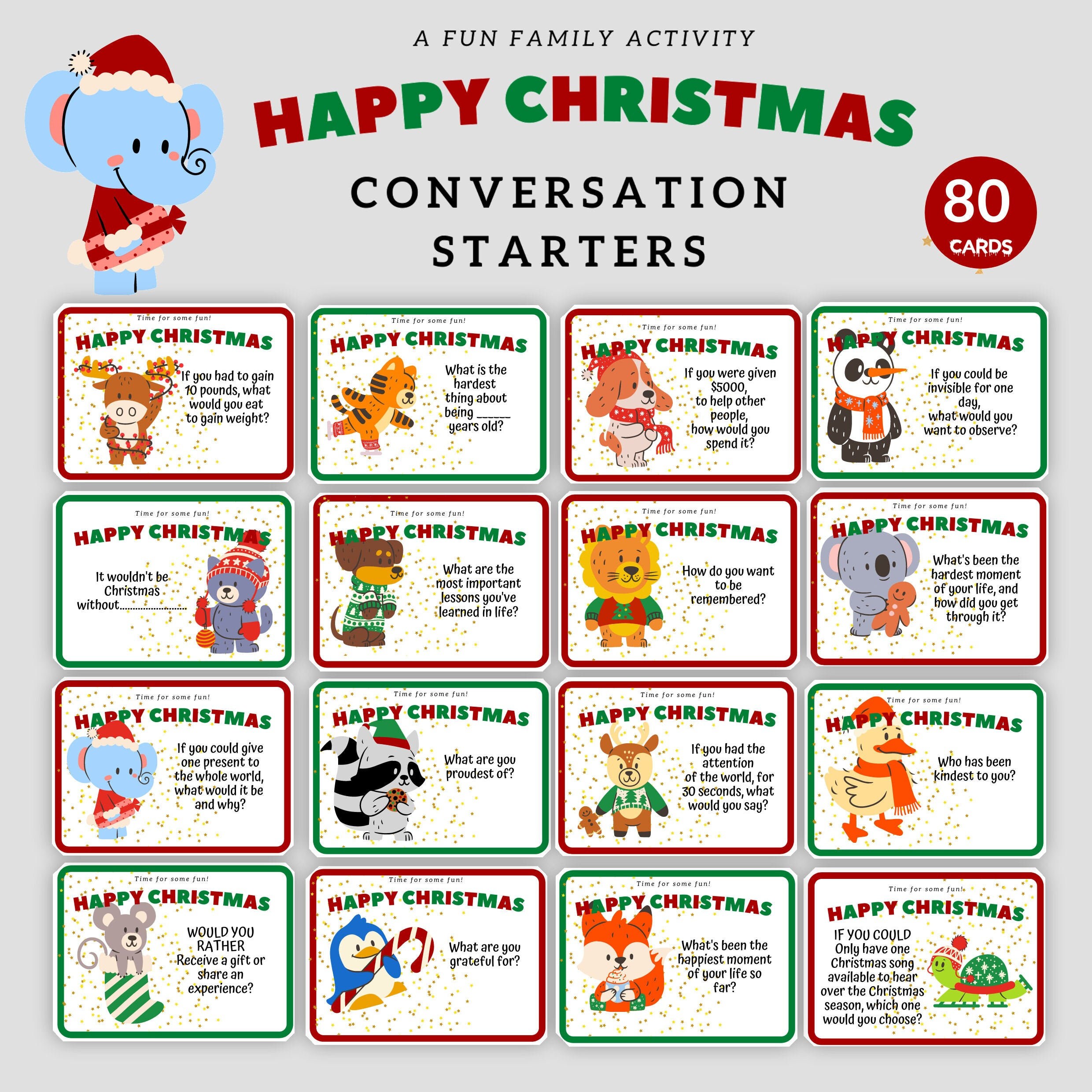 Christmas Family Conversation Starters Family Christmas | Etsy