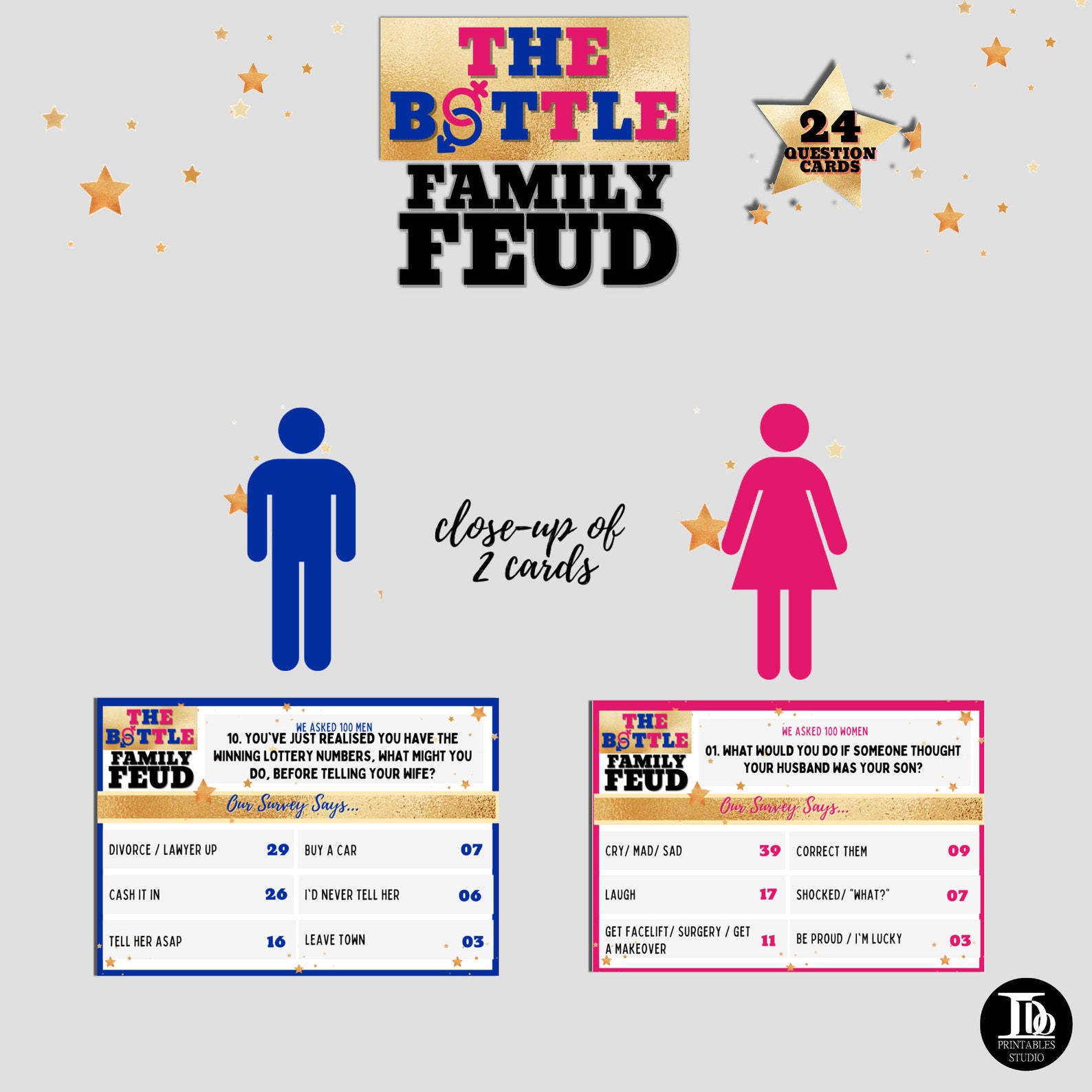 The Battle Friendly Feud Couples Game Night Gender Battle | Etsy