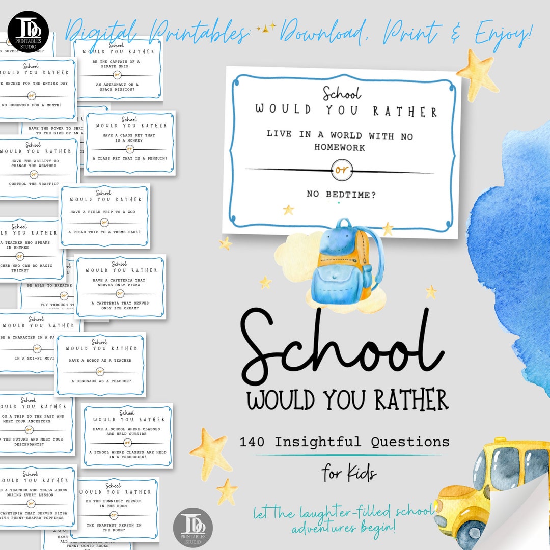 School Would You Rather Question Cards | Class Debate Conversation ...