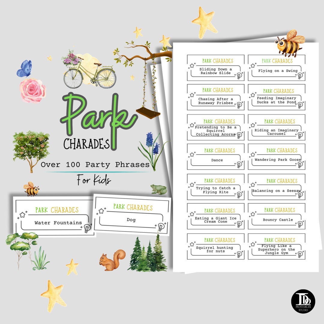 Park Charades Game Cards | Nature Walk | Picnic Group Game | Ideal for ...