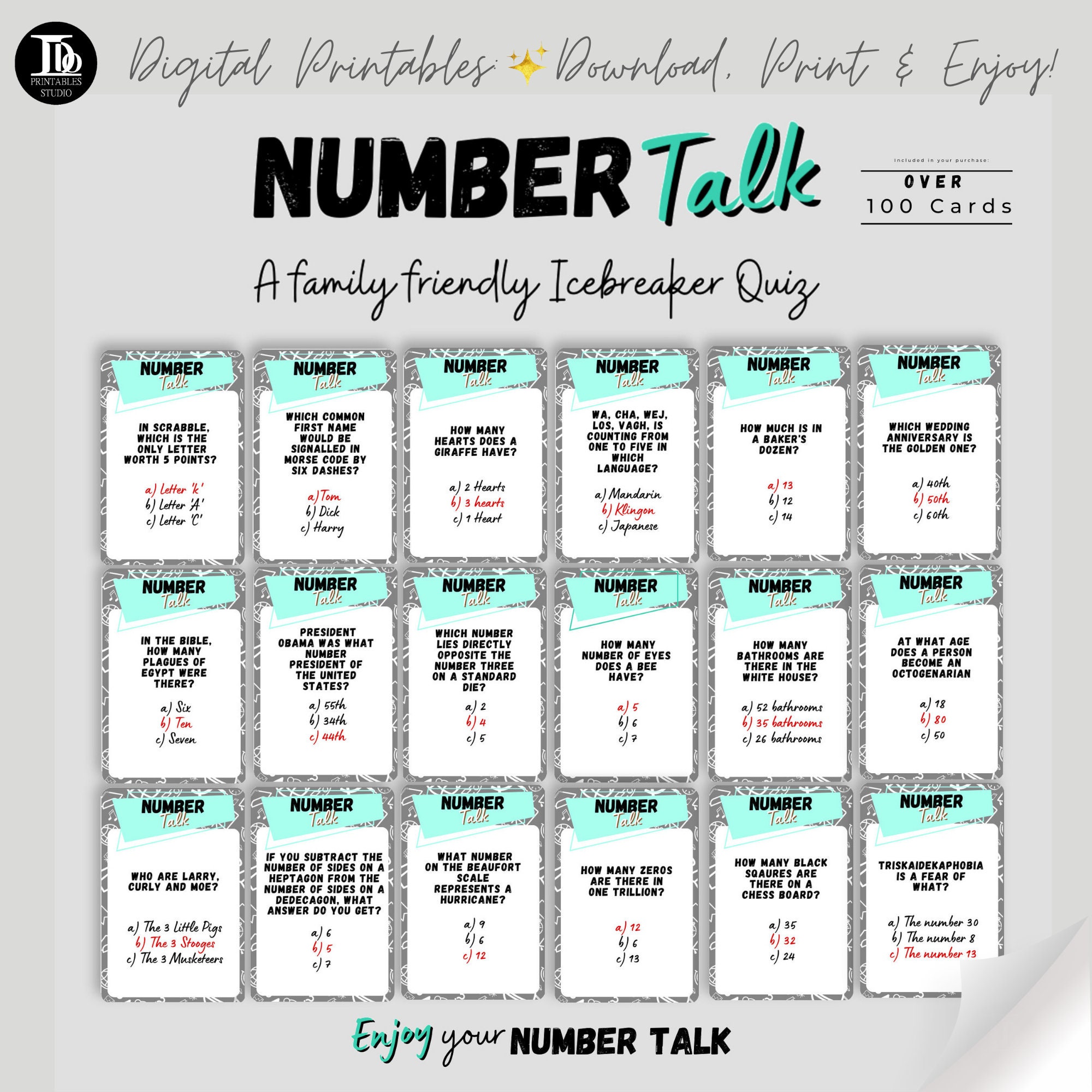 Number Talk Icebreaker Quiz Family Friendly Group Activity Graduation ...