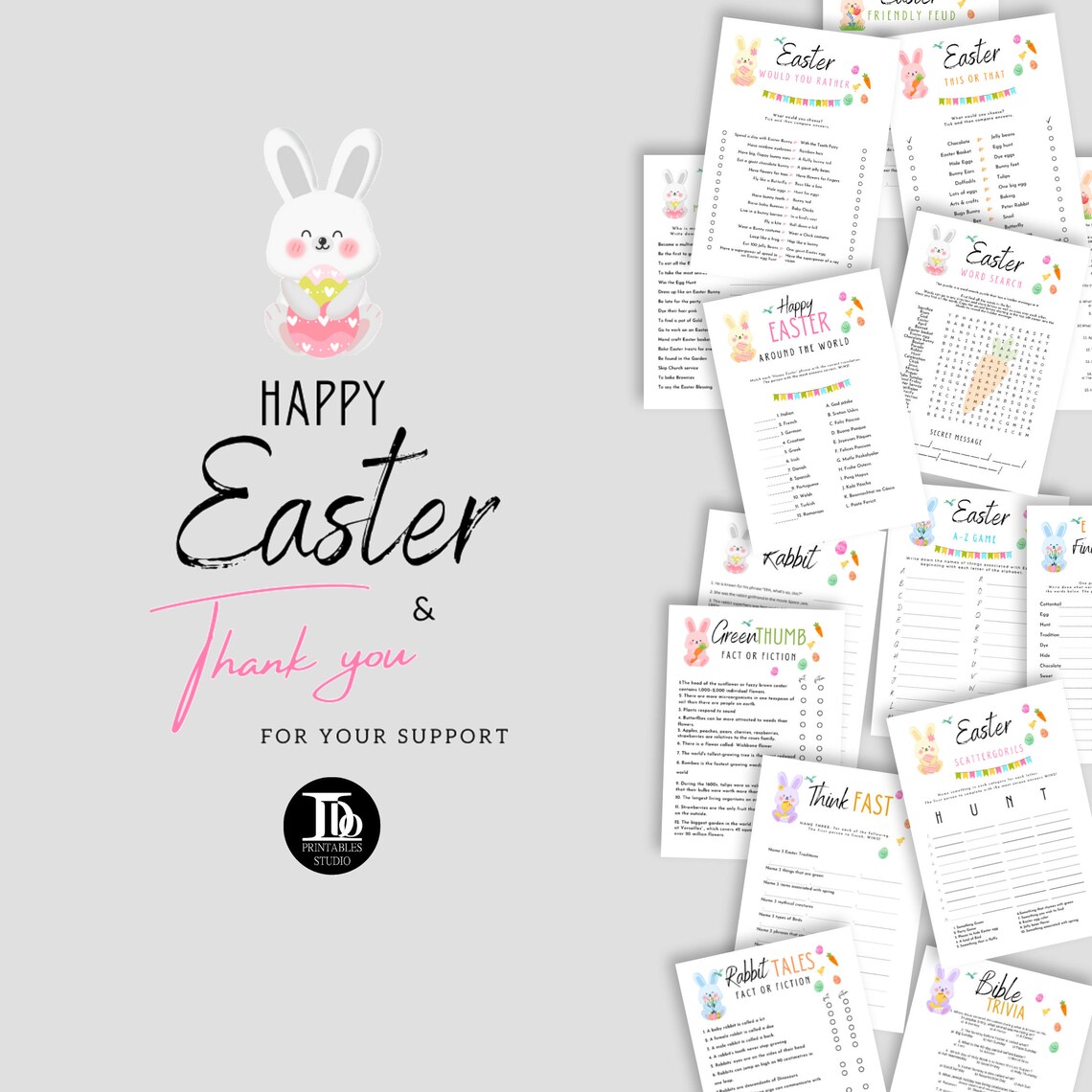Printable Easter Bunny Games for Family Funny Spring Activities for ...