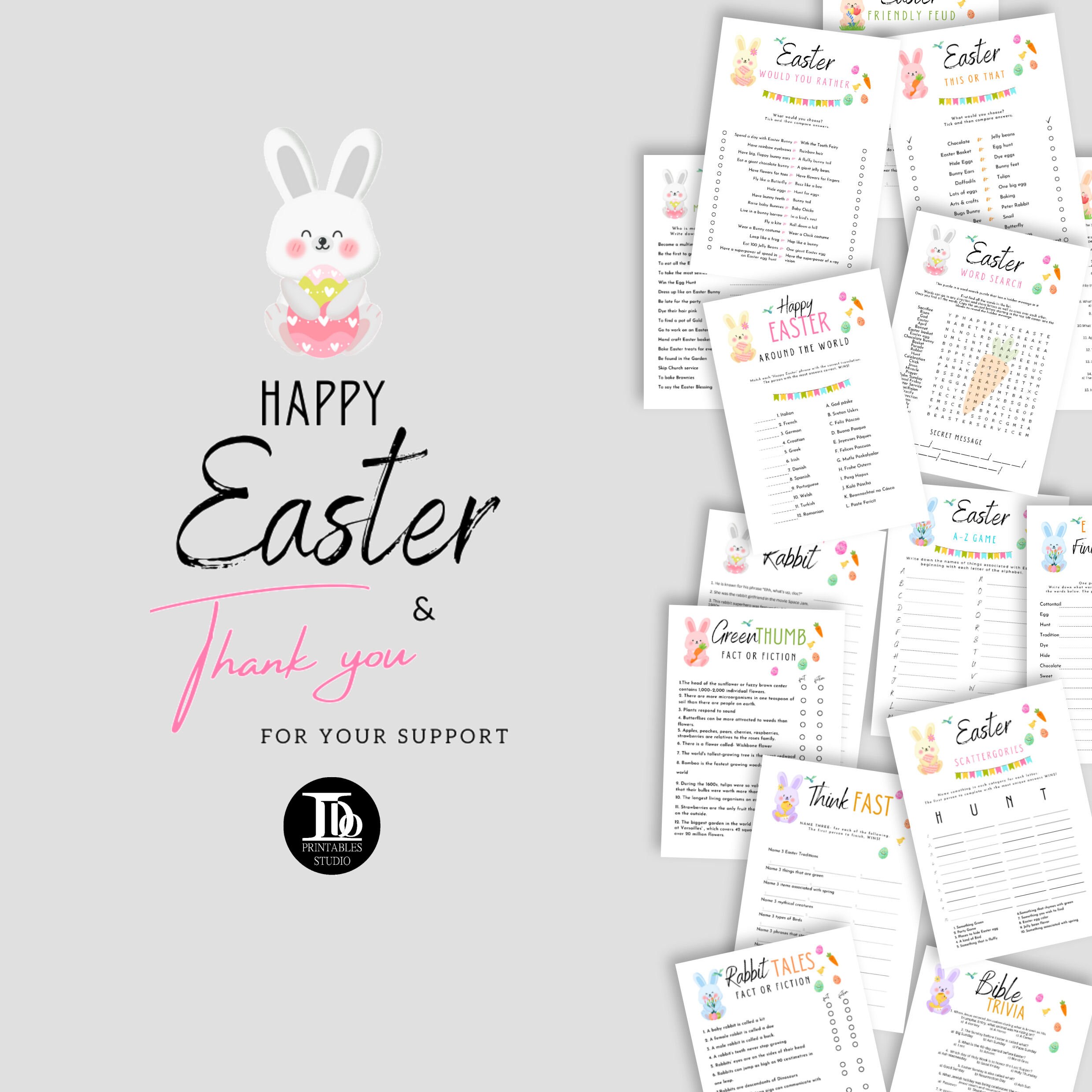 Printable Easter Bunny Games for Family Funny Spring Activities for ...