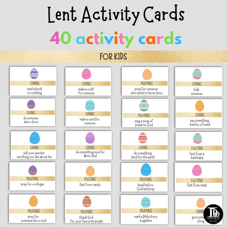 Printable 40 Lent Activity Cards / Lenten Activity for - Etsy